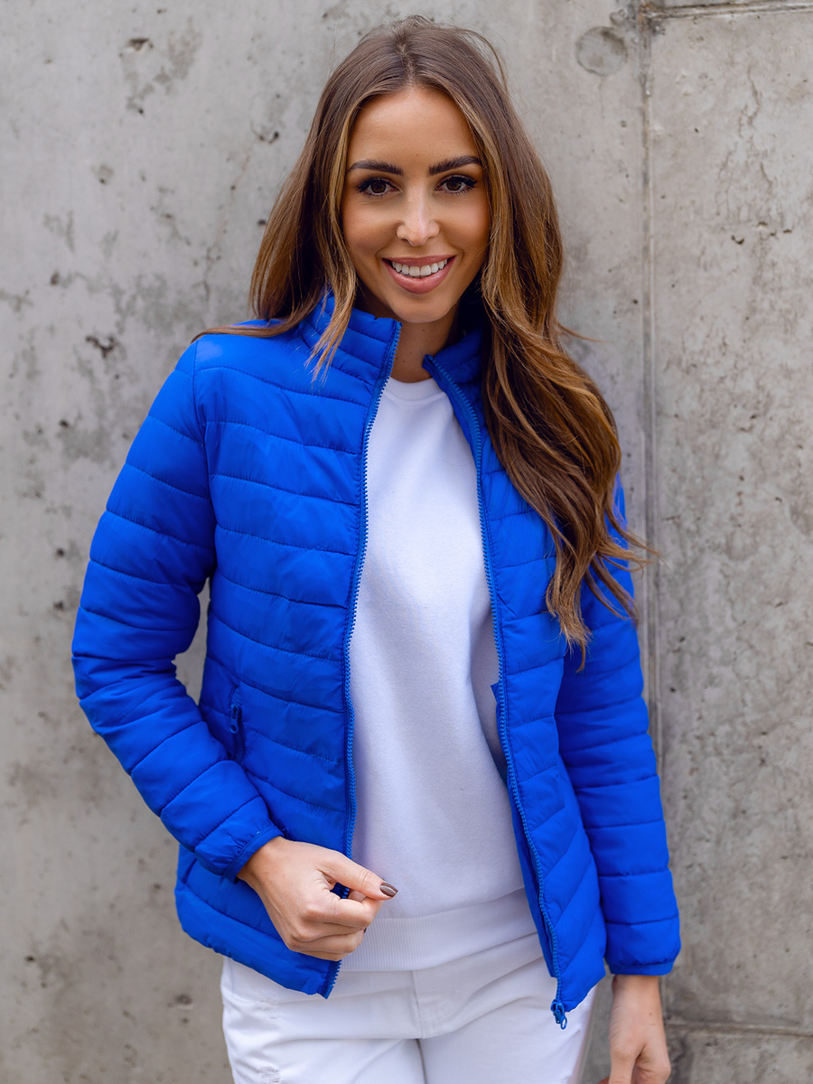 Geacă de toamnă albastru-aprins matlasată guler înalt dame Bolf 1141A ...