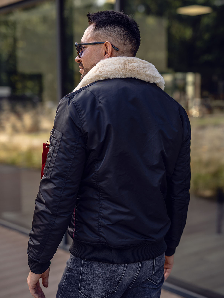 Geacă pilot bărbați neagră Bolf EX1787