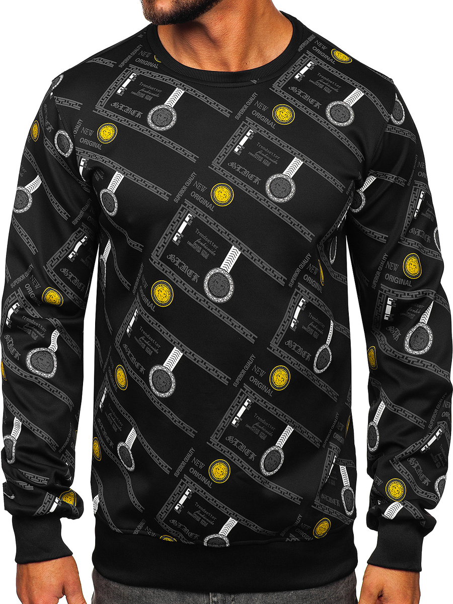 Hanorac negru cu imprimeu Bolf 8B1110 - Bolf.ro