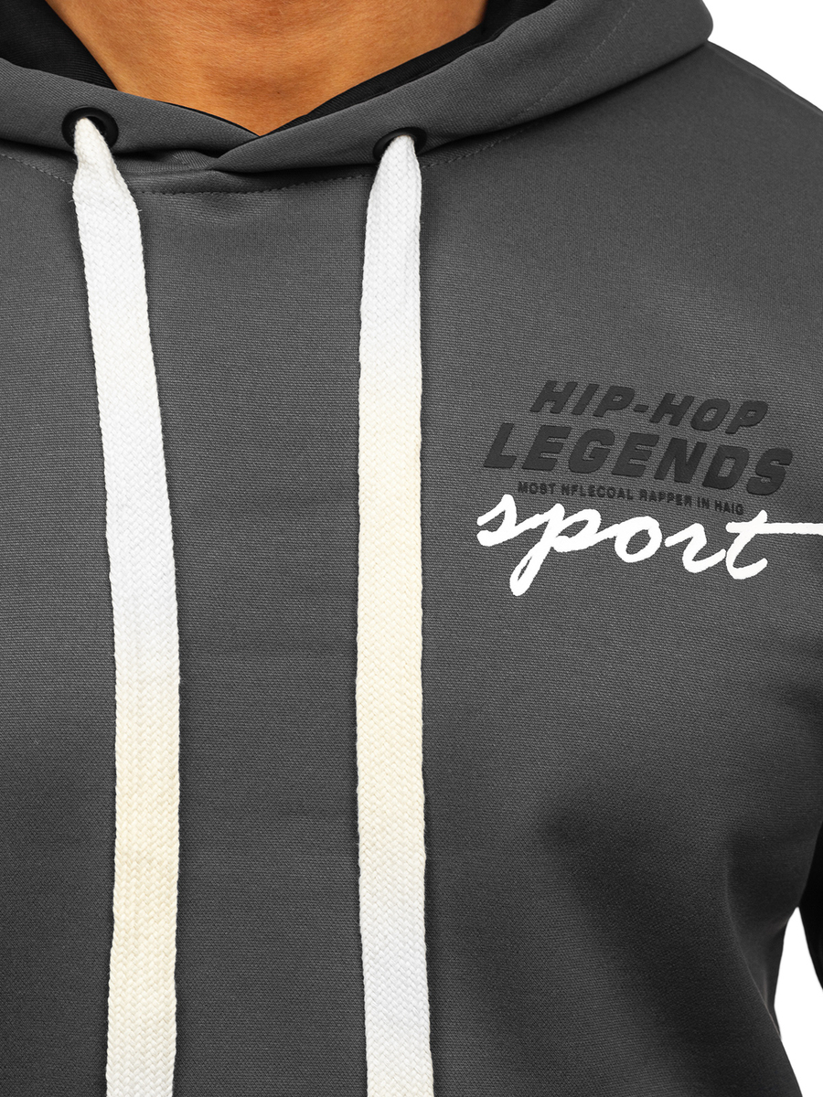 Hanorac tip cangur pentru bărbați din grafit cu imprimeu Bolf M280 ...